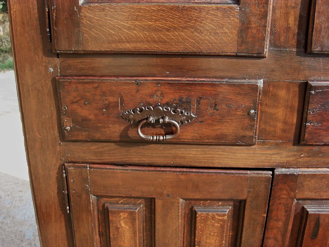 Antique four-door, two-drawer Basque cabinet, oak and chestnut ...