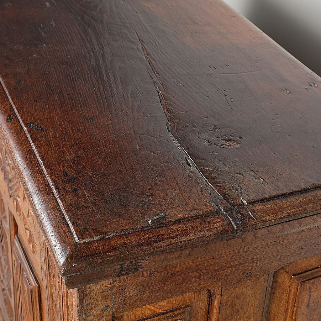 Antique carved Basque arms chest, oak – Mediterrania Home
