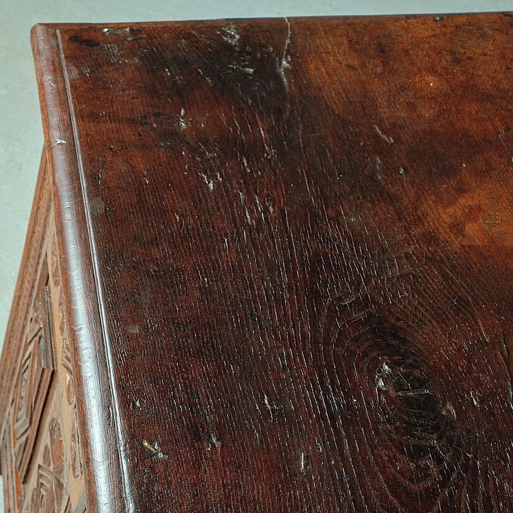 Antique carved Basque arms chest, oak – Mediterrania Home