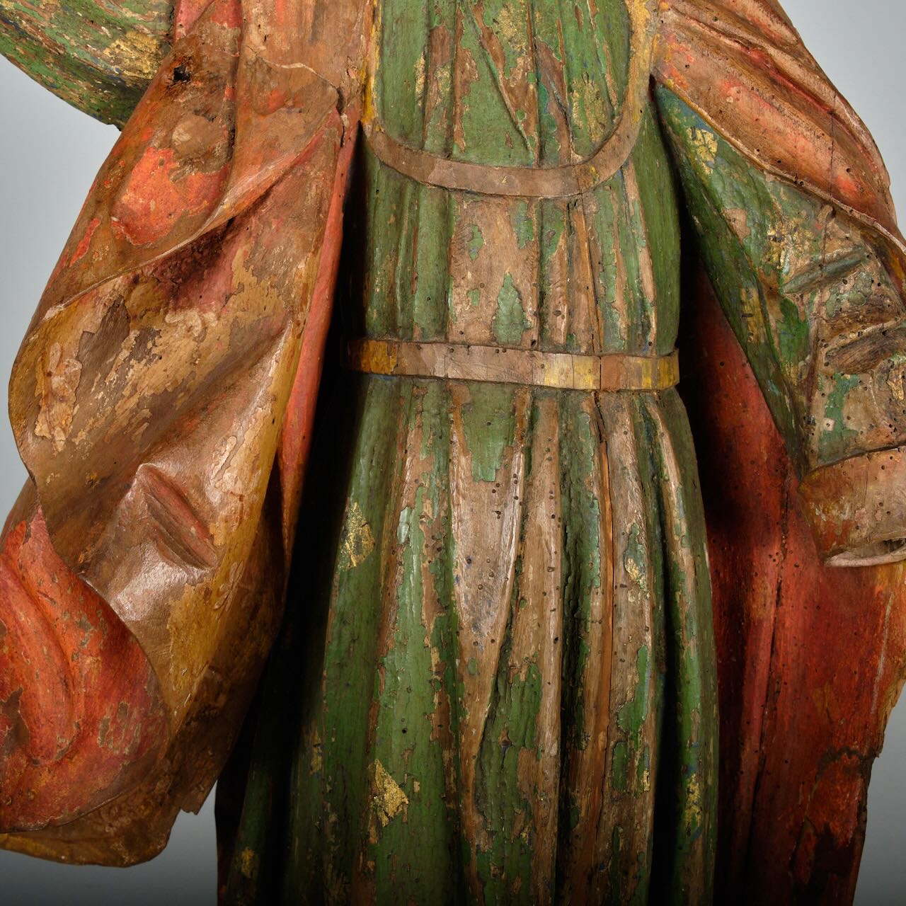 Antique carved and polychromed wood sculpture of Saint Joseph ...